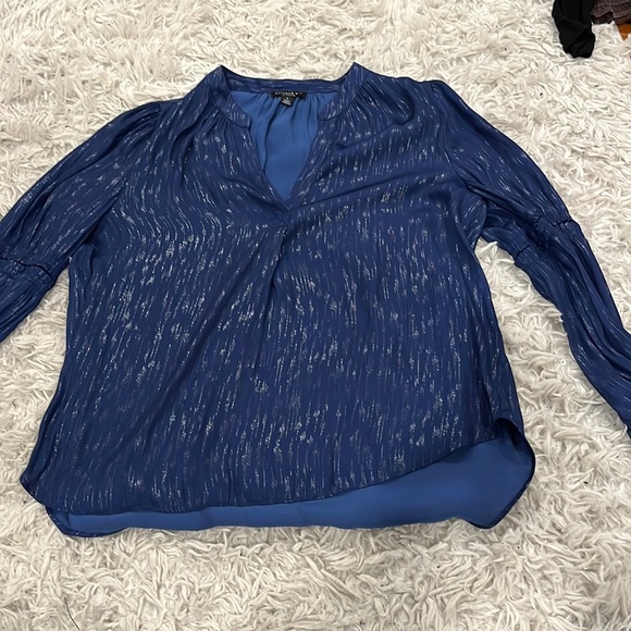 Current Air | Tops | Current Air Blouse Navy With Silver Design | Poshmark